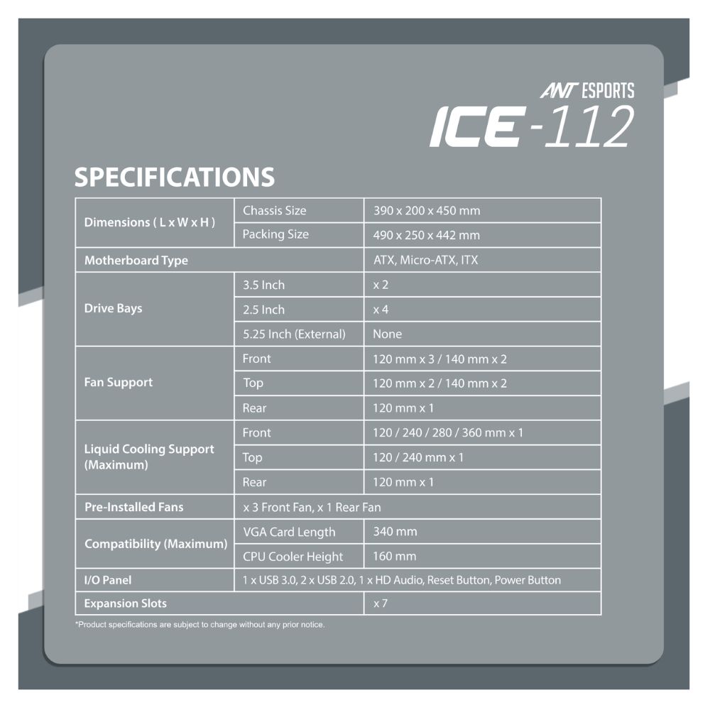ANT ESPORTS ICE-112 WHITE – PcShop.in