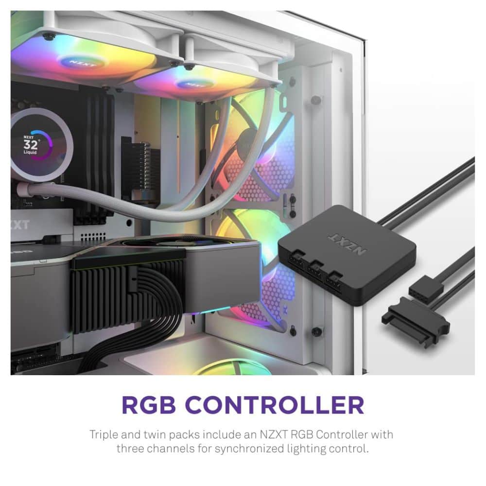 NZXT F120 RGB WHITE CORE TRIPLE PACK - PcShop.in